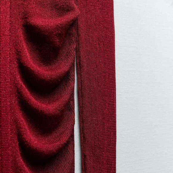 Zara | Dresses | Zara Metallic Thread Draped Knit Dress | Poshmark